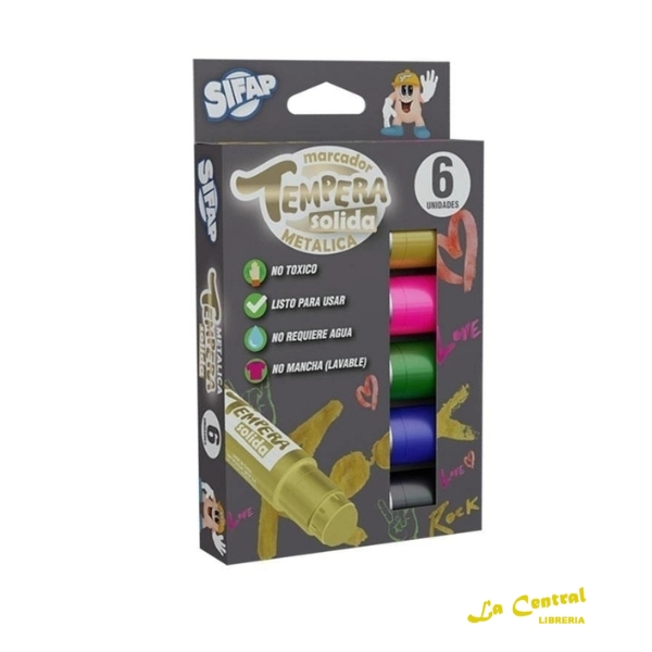 Sifap Tempera Solida Metalizada X 6 | La Central Librería